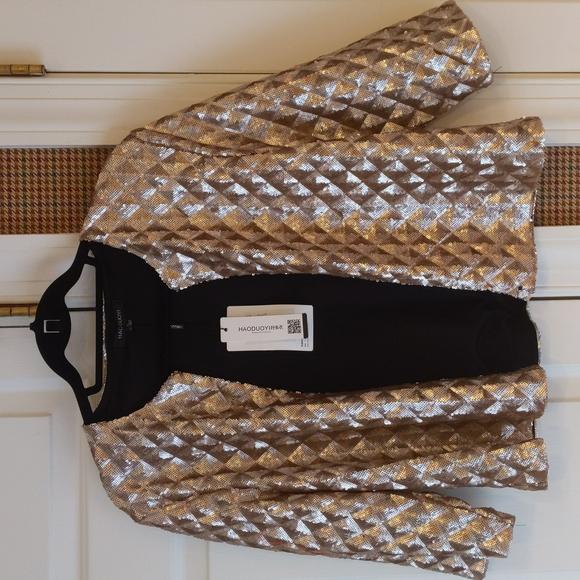 HAODUOYI | Jackets & Coats | Nwt Gold Sequin Jacket | Poshmark